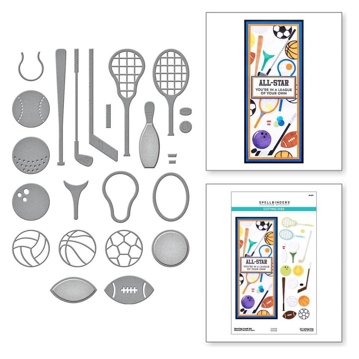 Sporting Goods Set Etched Dies from the Game Day Collection by Justine - Spellbinders Paper Arts