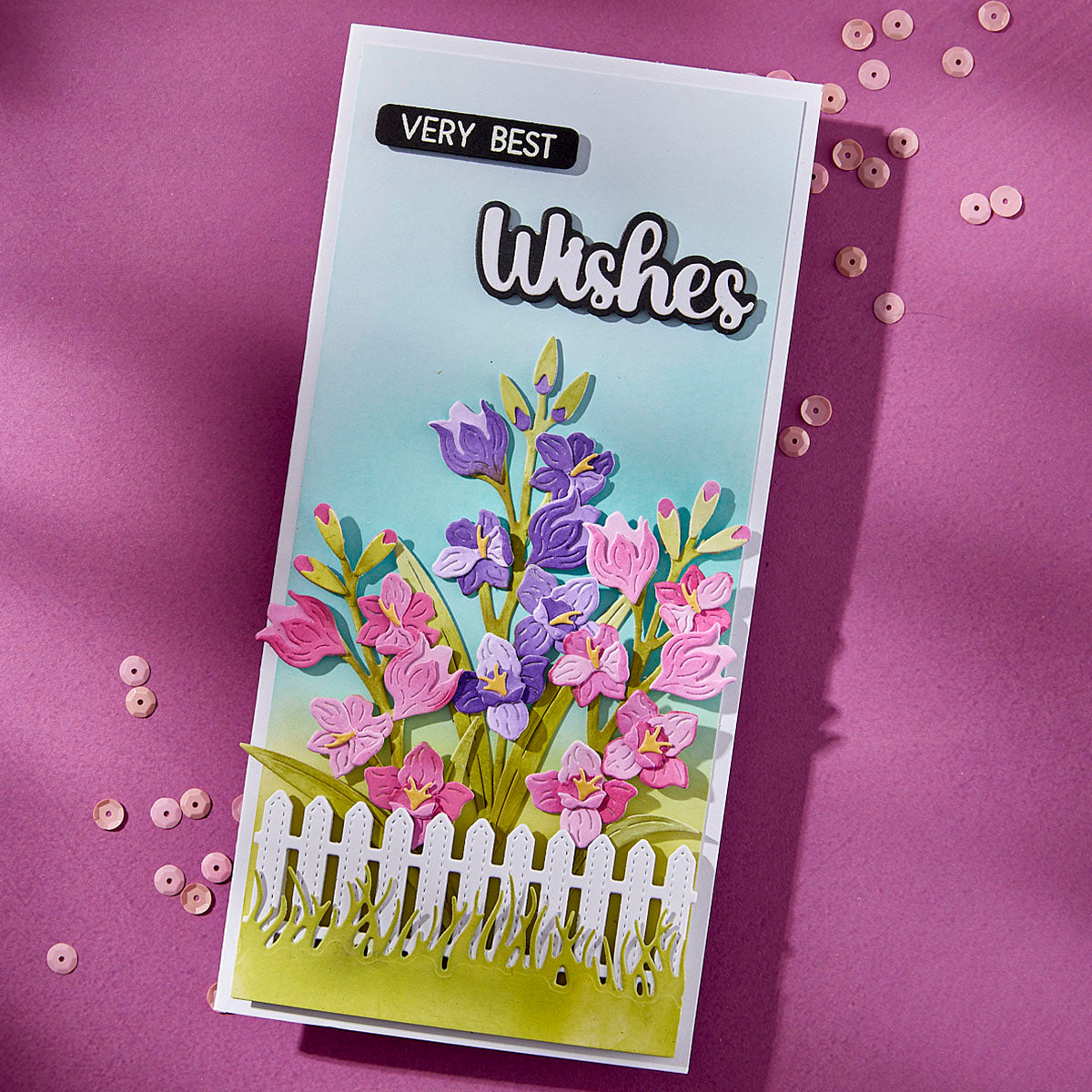 Very Best Wishes Sentiments Clear Stamp & Die Set from the Wildflowers ...