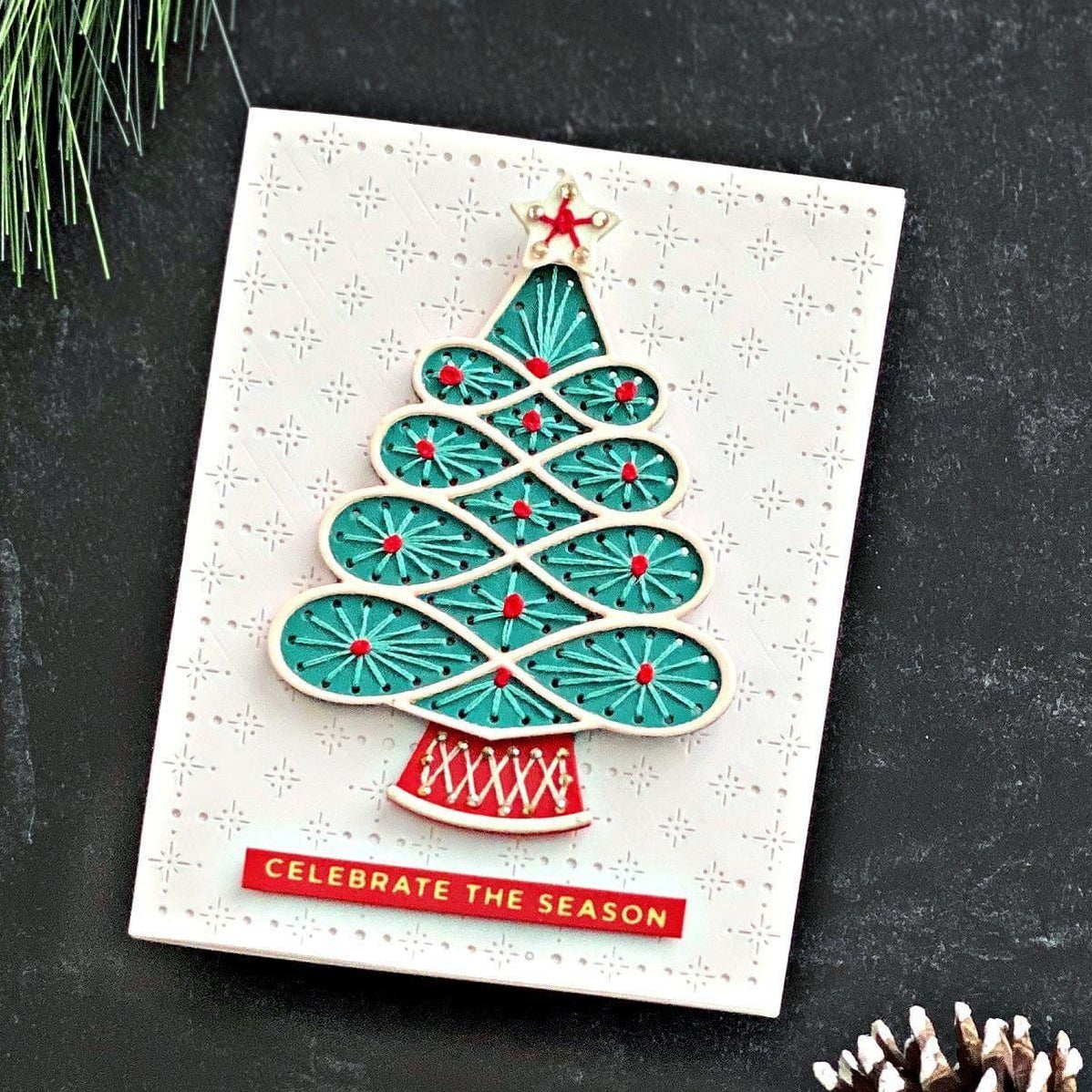 Stitched Christmas Tree Etched Dies from the Christmas Collection ...